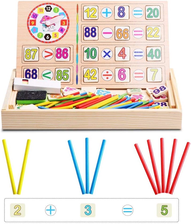 Yosoo Wooden Number Cards & Counting Rods With Storage Box for Kids ...