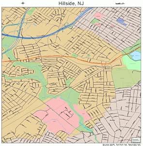 Amazon.com: Large Street & Road Map of Hillside, New Jersey NJ ...