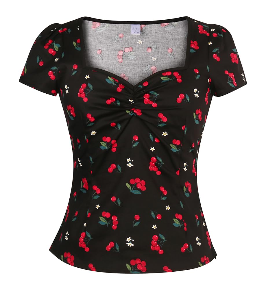 YARN & INK Women's Rockabilly Tops, 1950s Pinup Vintage Blouse Square ...