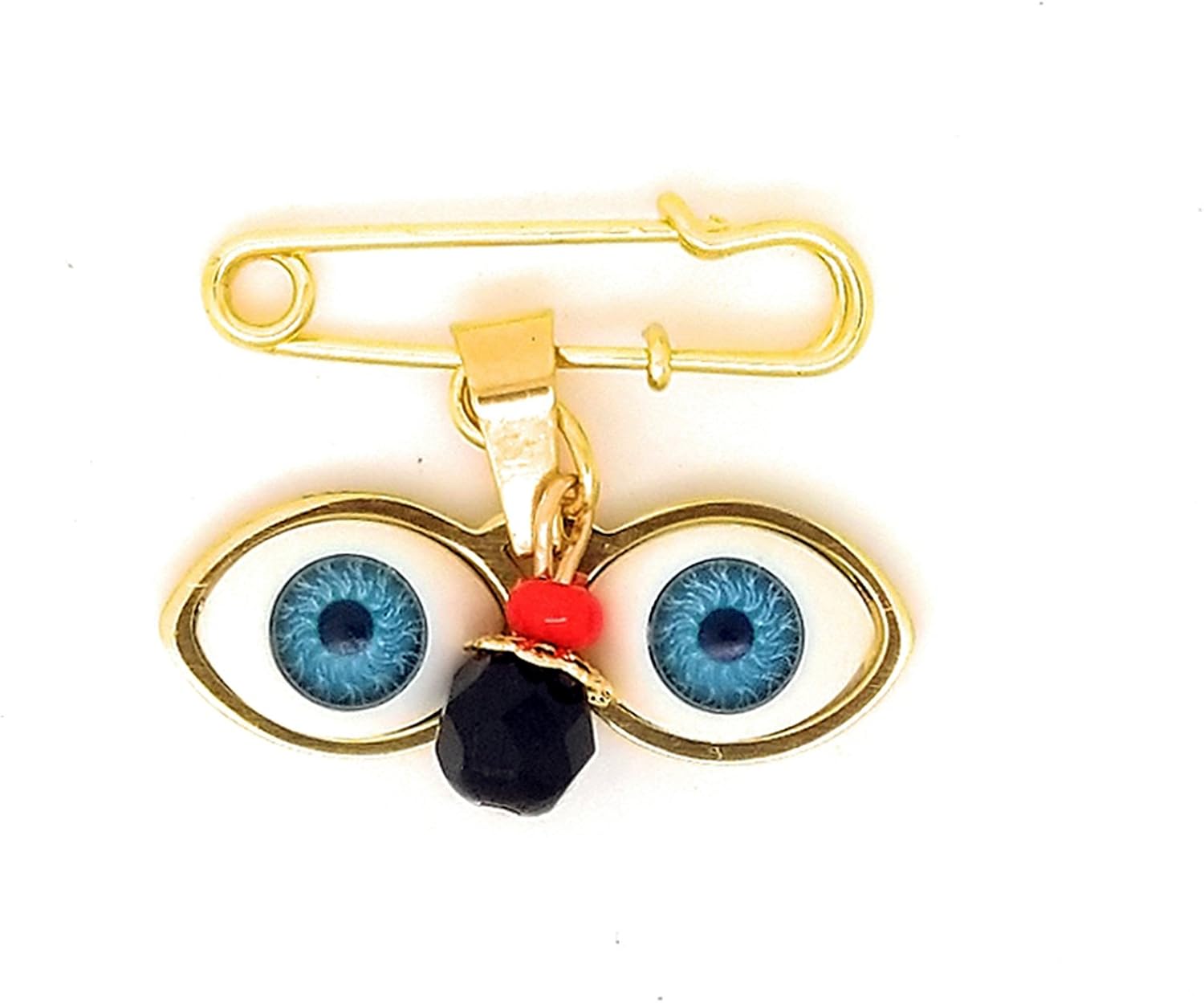 Amazon.com: 14kt Gold Plated Eyes Saint Lucky Charm Azabache Protection ...
