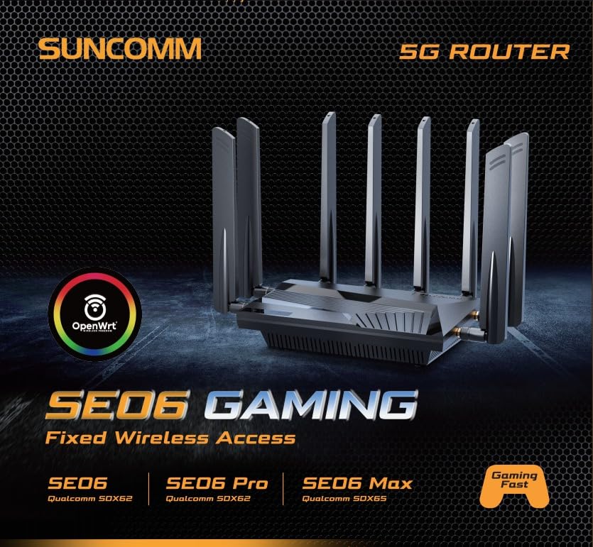 Suncomm SE06 Pro Max 5G Router with External Antennas WiFi 6 AX | Ultra-Fast 5.8 Gbps Connection ...