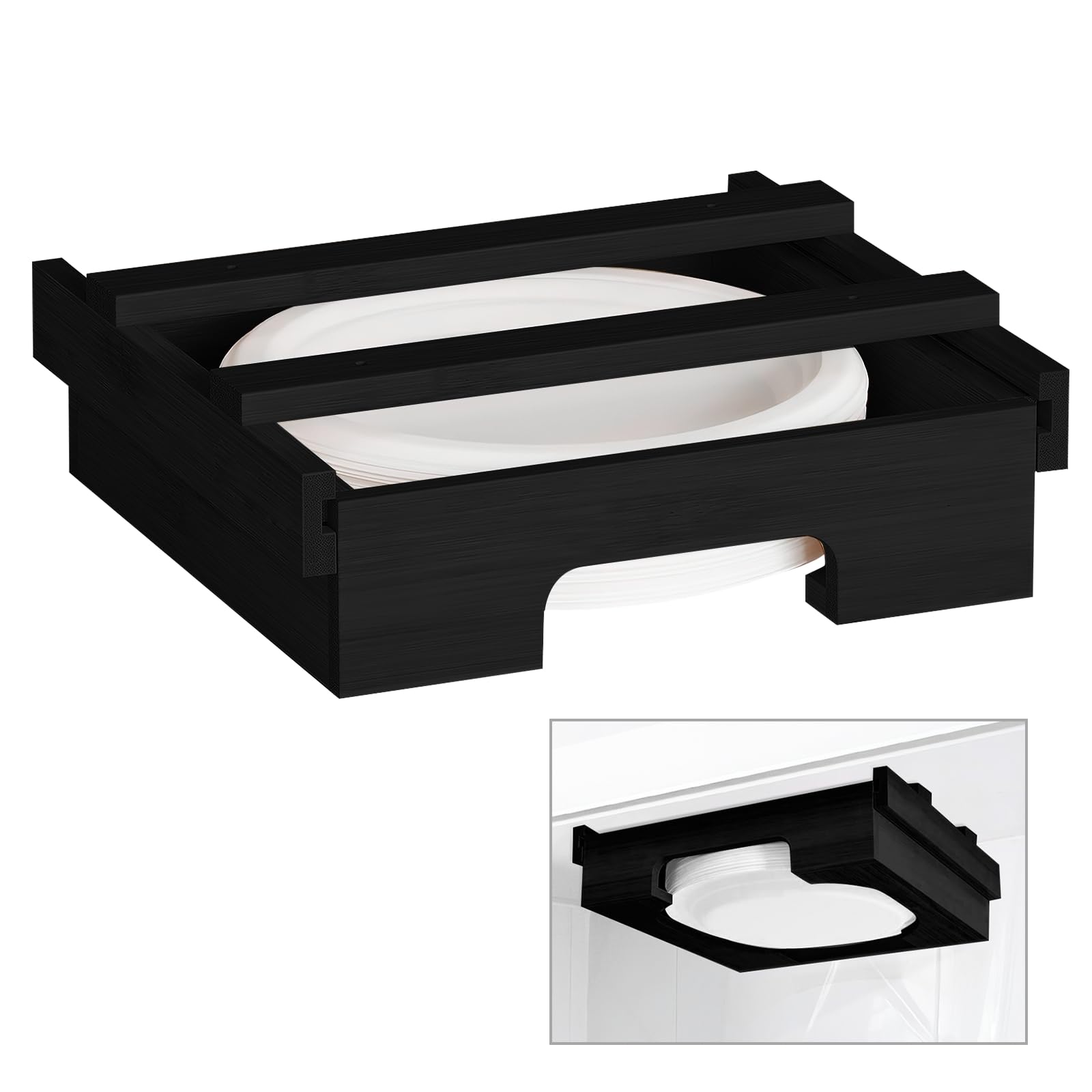 Paper Plate Dispenser,10-inch Bamboo Paper Plate Dispenser Under ...