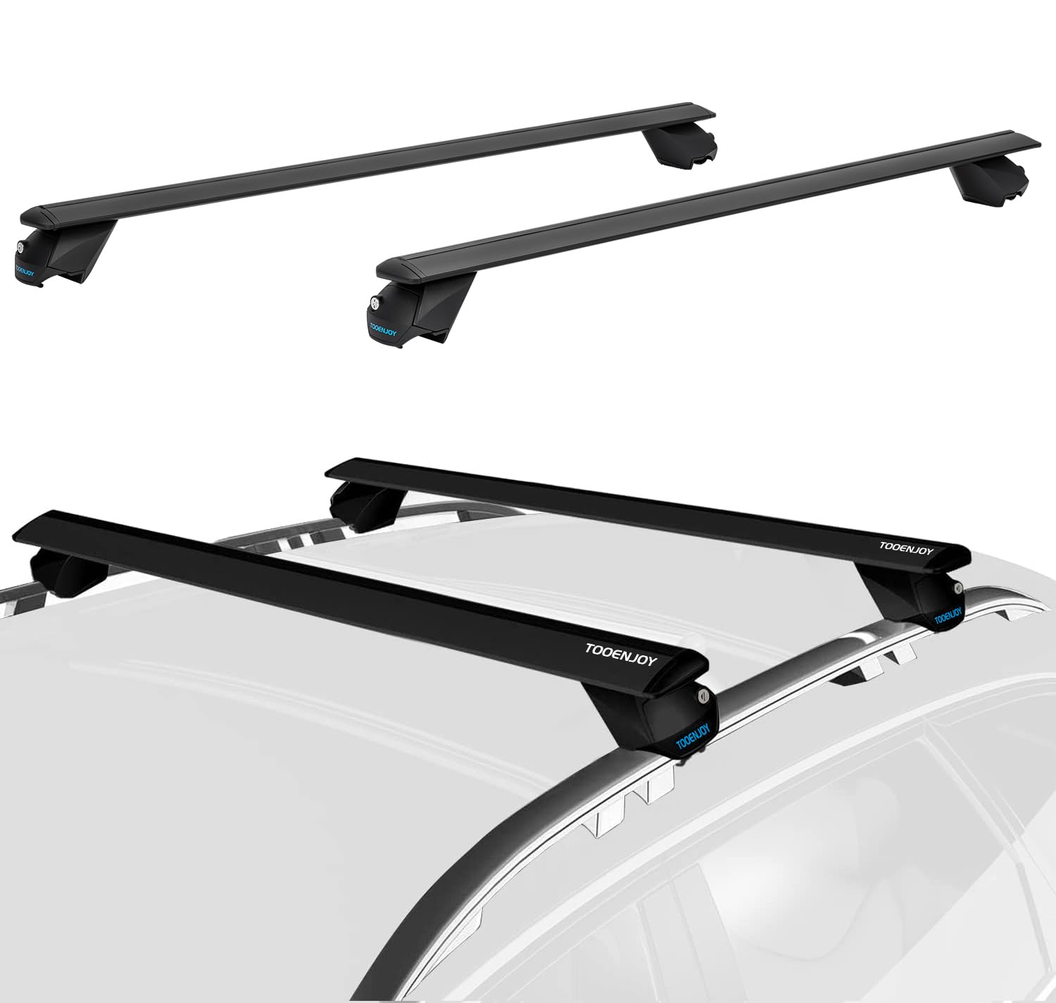 COWVIE 53 Inch Aluminum Roof Rack Cross Bars for Raised Side Rails ...