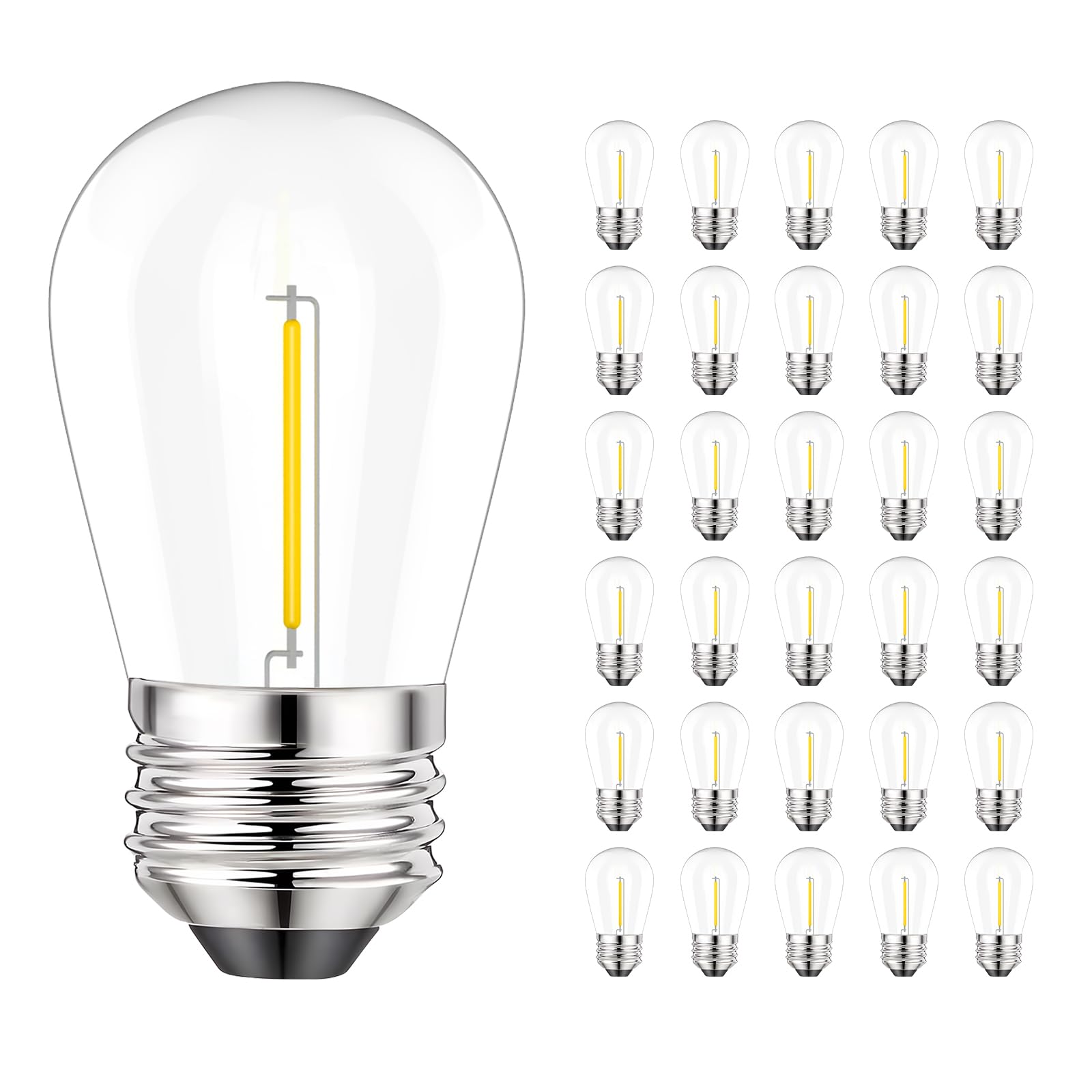 Svater S14 Replacement LED Light Bulbs, 30 Pack Clear Globe Bulb, E26 ...