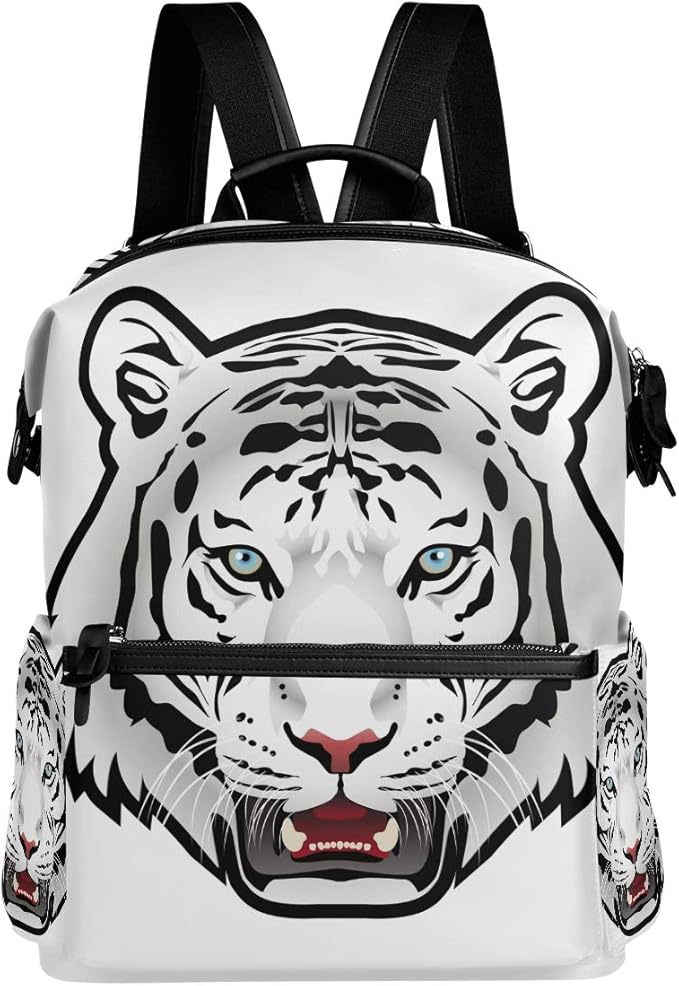 White Tiger Head Laptop Backpack School Bag Large Fashion Travel ...