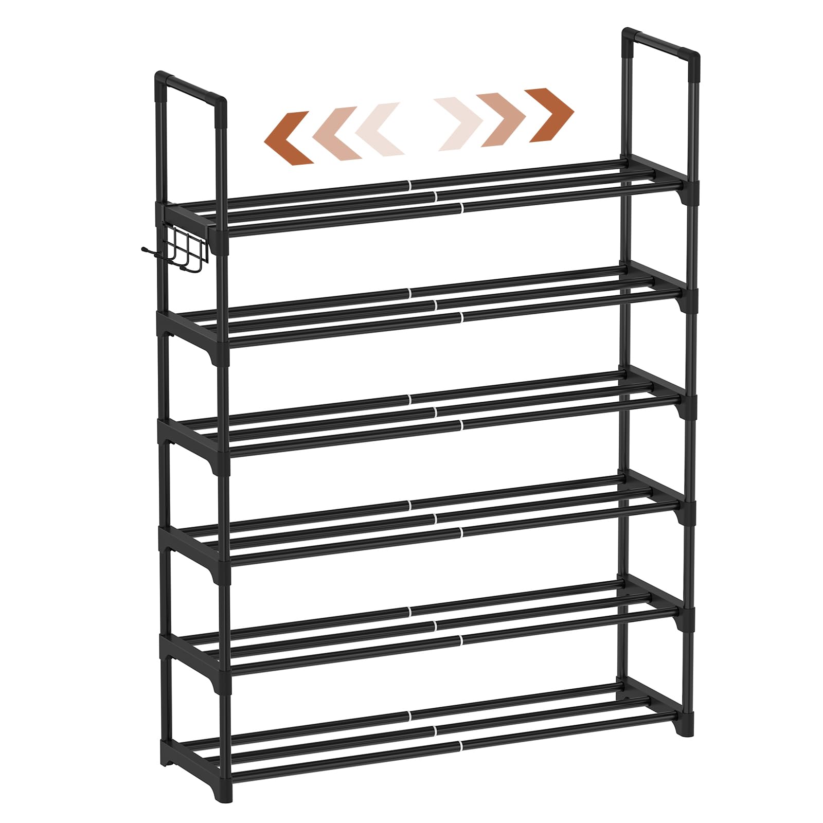 UNITSTAGE 6 Tier Expandable Shoe Rack, Metal Adjustable Shoe Shelf ...
