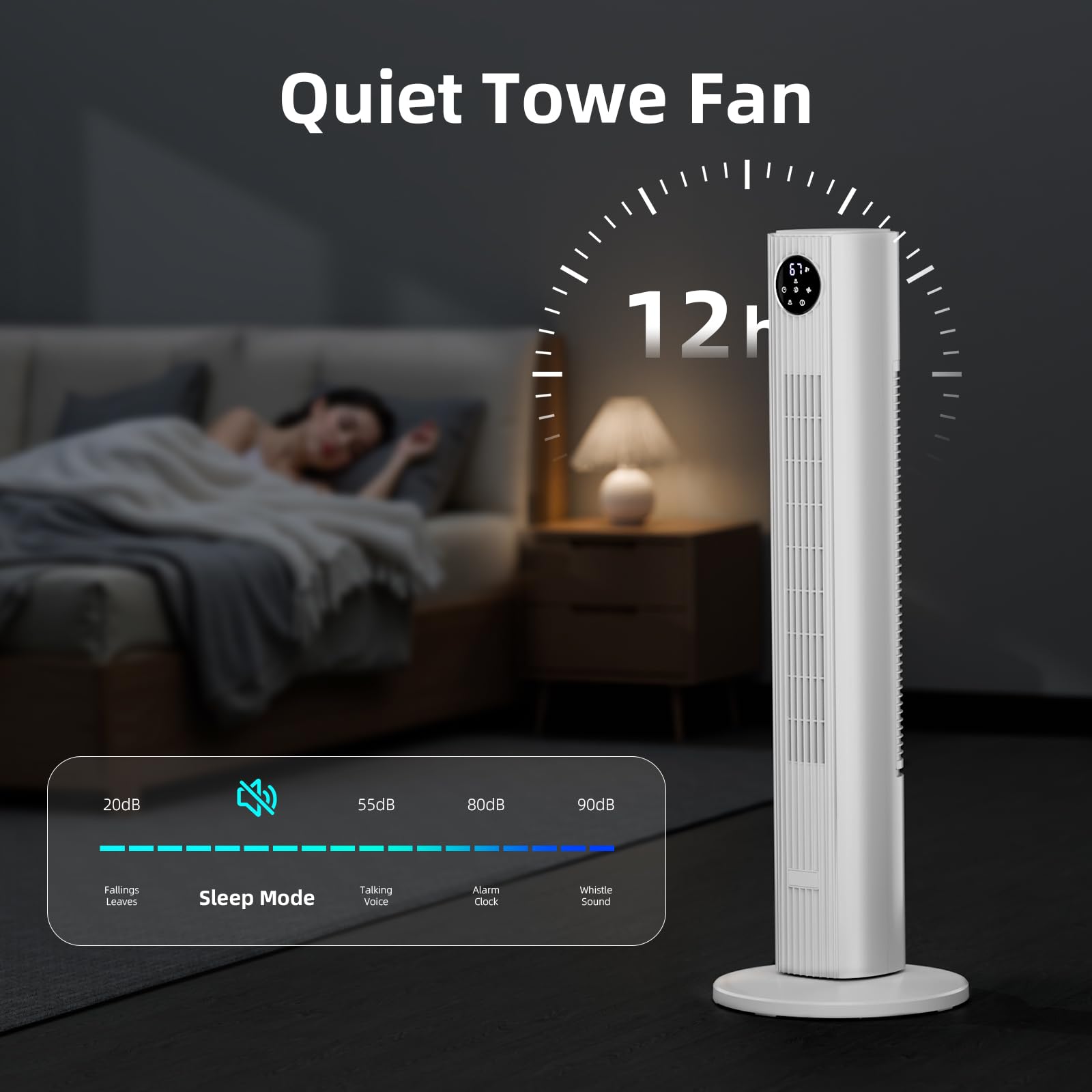 Antarctic Star Tower Fan Portable Floor Fans 85°Oscillating Fan Quiet ...