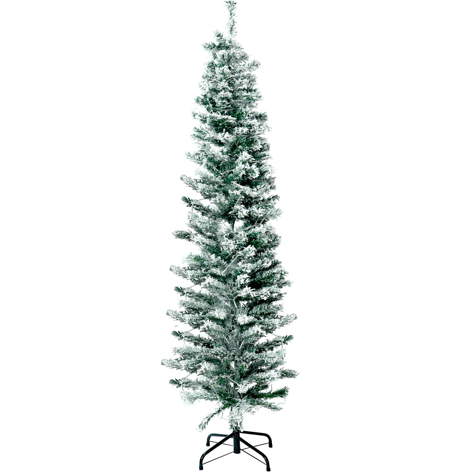 JellyArch 5ft Pre-lit Pencil Christmas Tree Slim Flocked Artificial ...