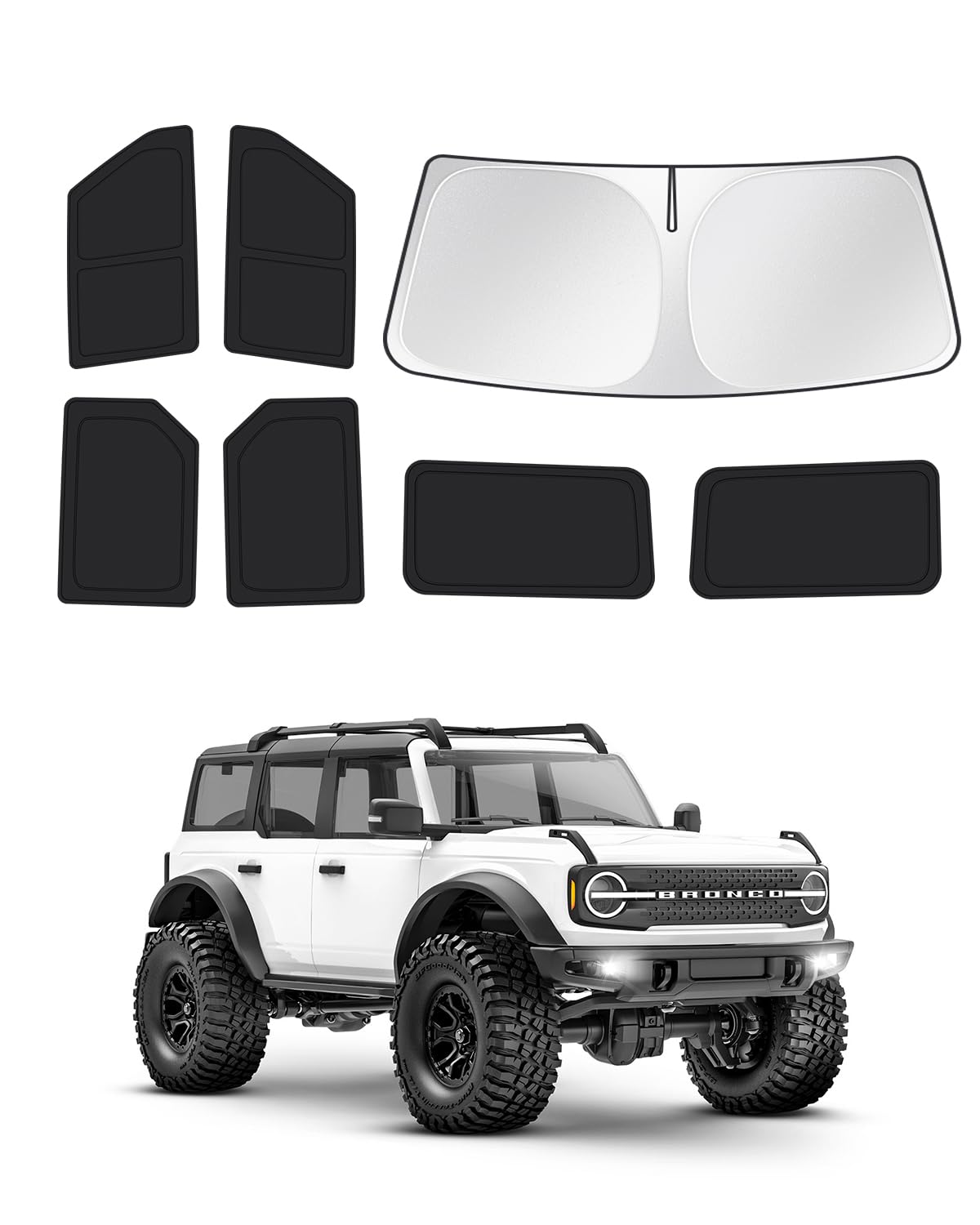 Canvcle Windshield Sun Shade for 2021-2025 Ford Bronco 4 Door Side Rear ...