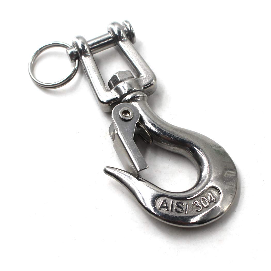 304 Stainless Steel Lifting Hook with Latch Heavy Duty Lifting Safety ...