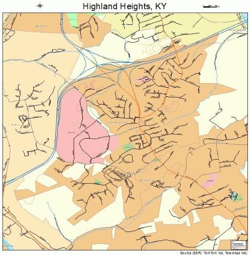 Amazon.com: Large Street & Road Map of Highland Heights, Kentucky KY ...