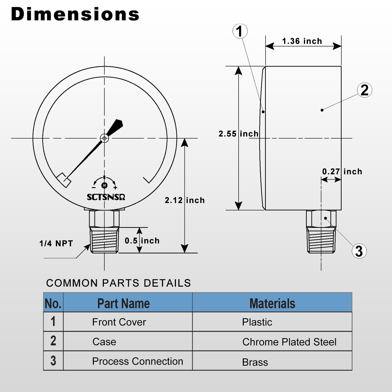 Mua SCTSNSR 0 to 30 Inches of Water Column Pressure Gauge, Capsule ...