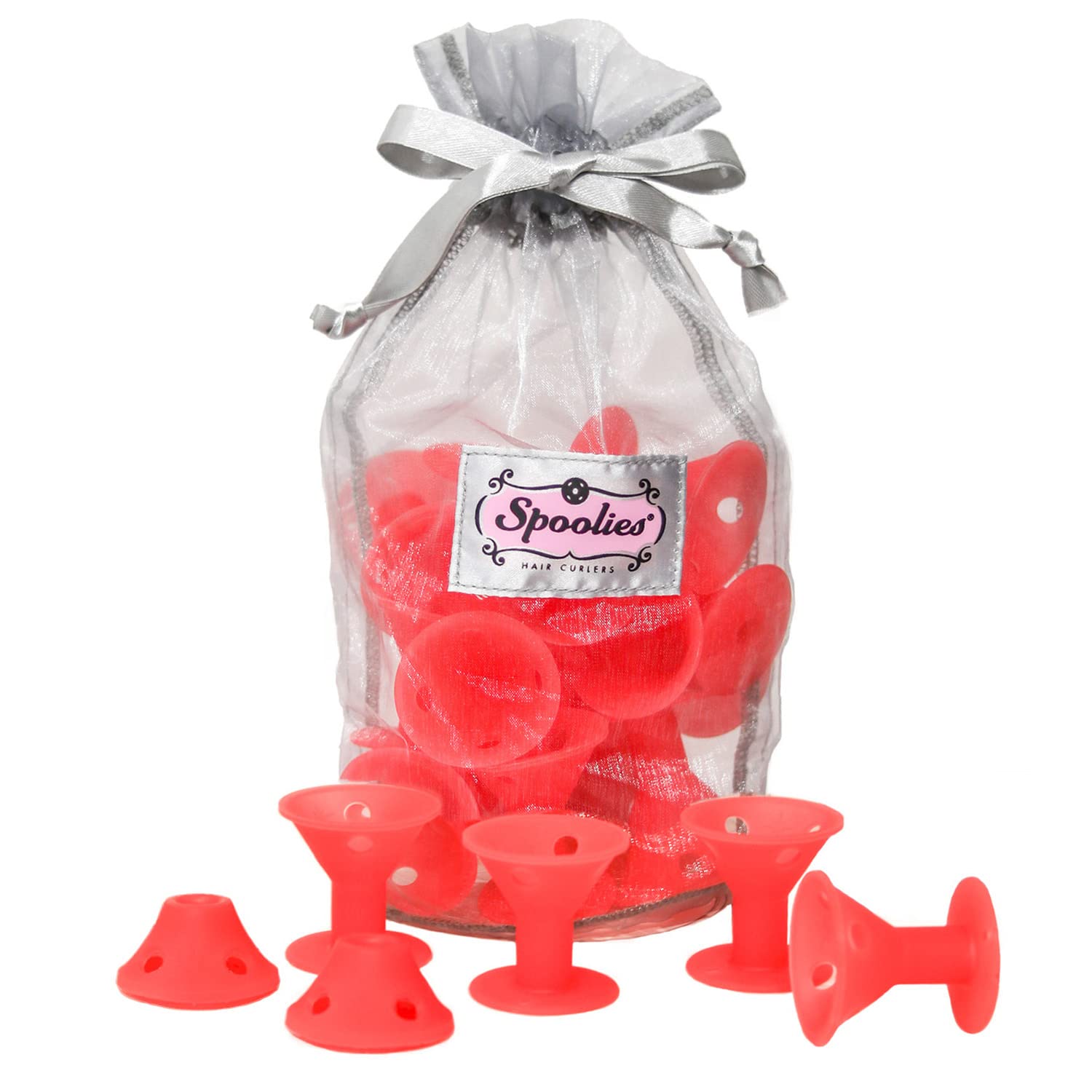 Spoolies Original Hair Curlers, Heatless Silicone Rollers with Mesh Bag ...