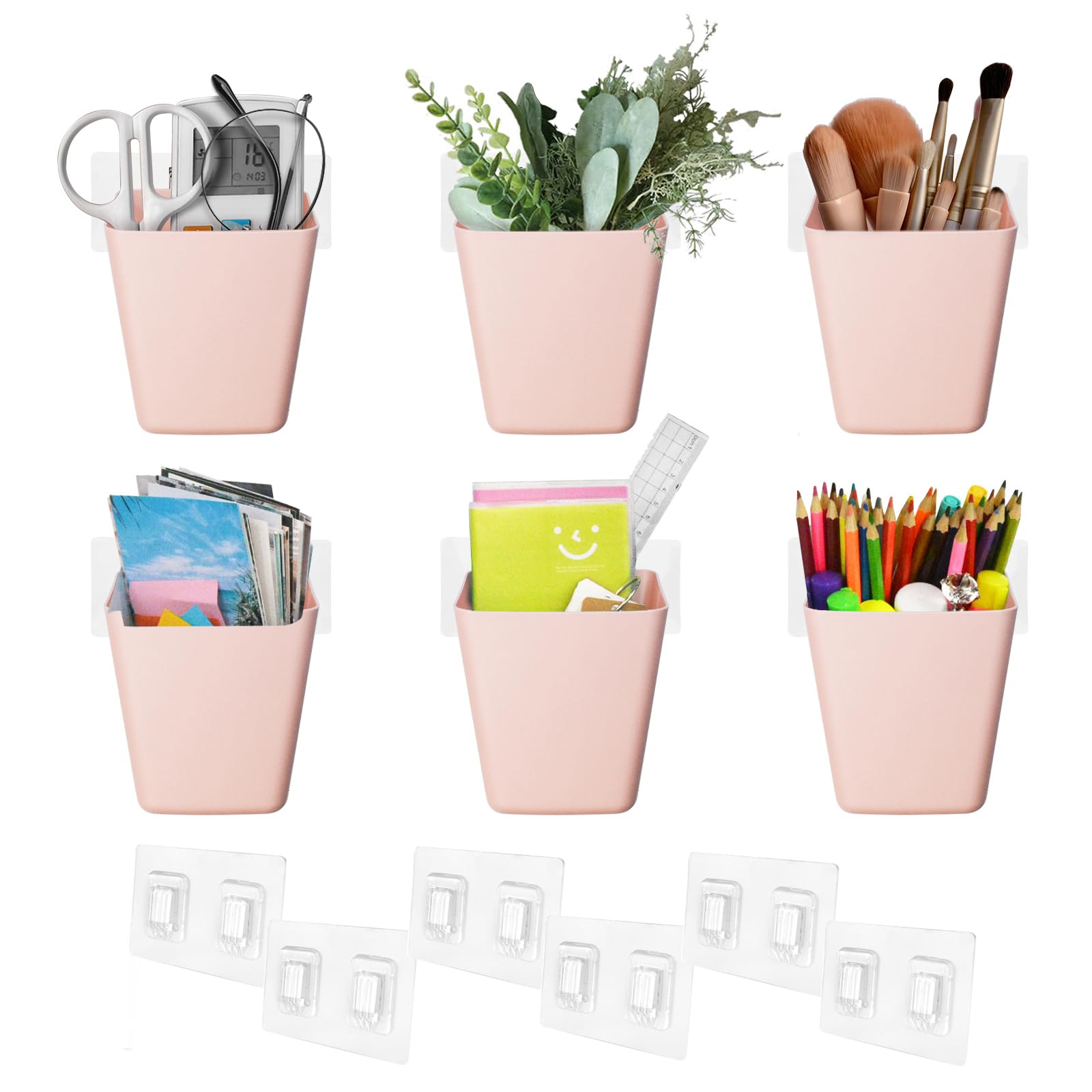 LIGHT DUST Wall Caddy Pen Holders, 6 Pack Pink Large Pencil Cups ...