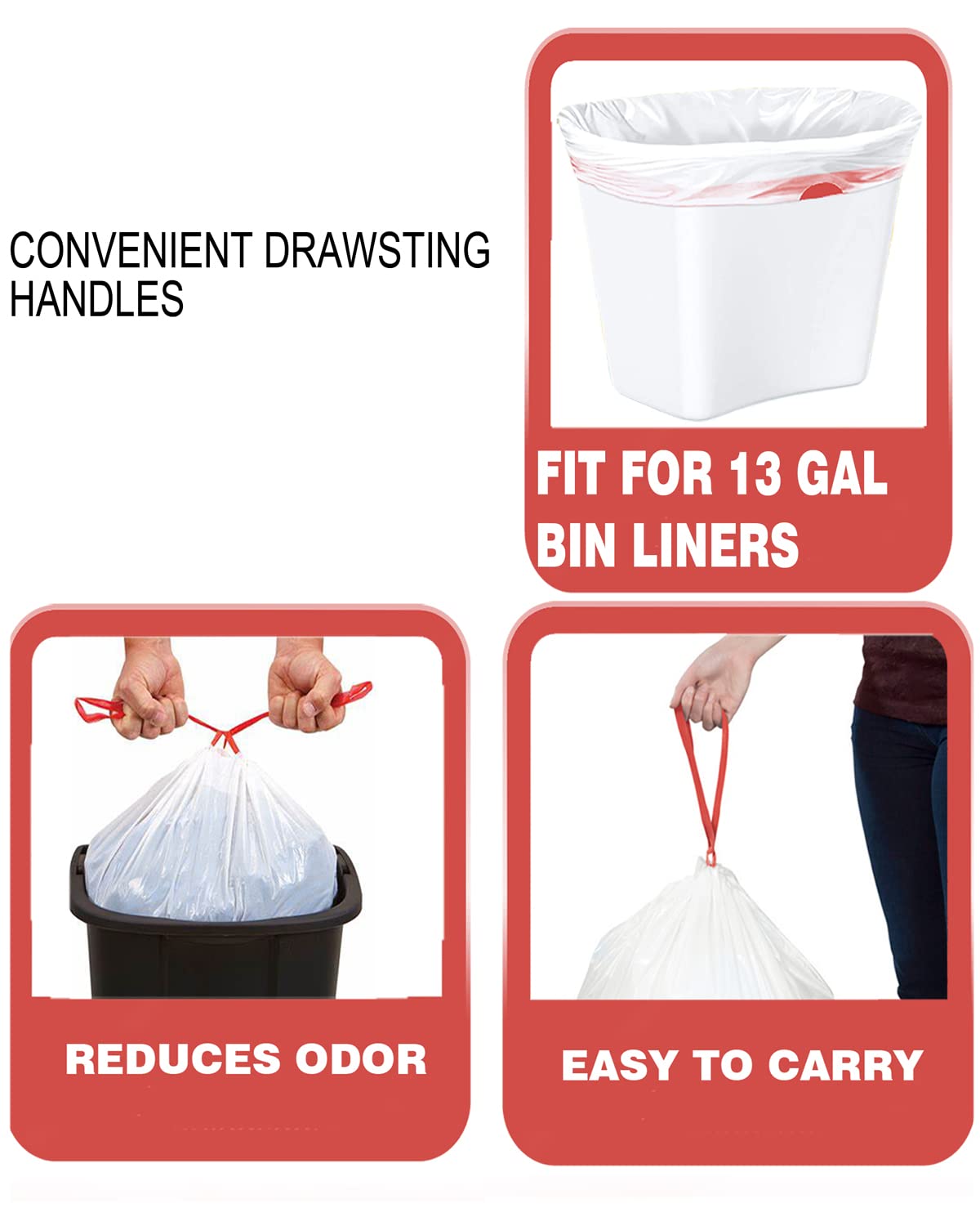 Mua BEIDOU-PAC Trash Bags 13 Gallon Drawstring, 100 Count, Multifold ...