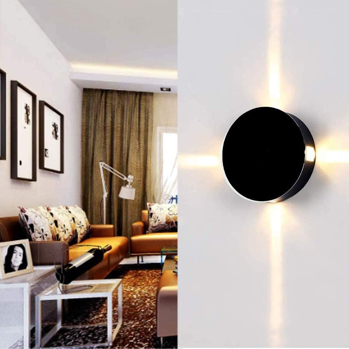 CGC Black 4 Way LED Round Outdoor Wall Light Multi Direction Light ...