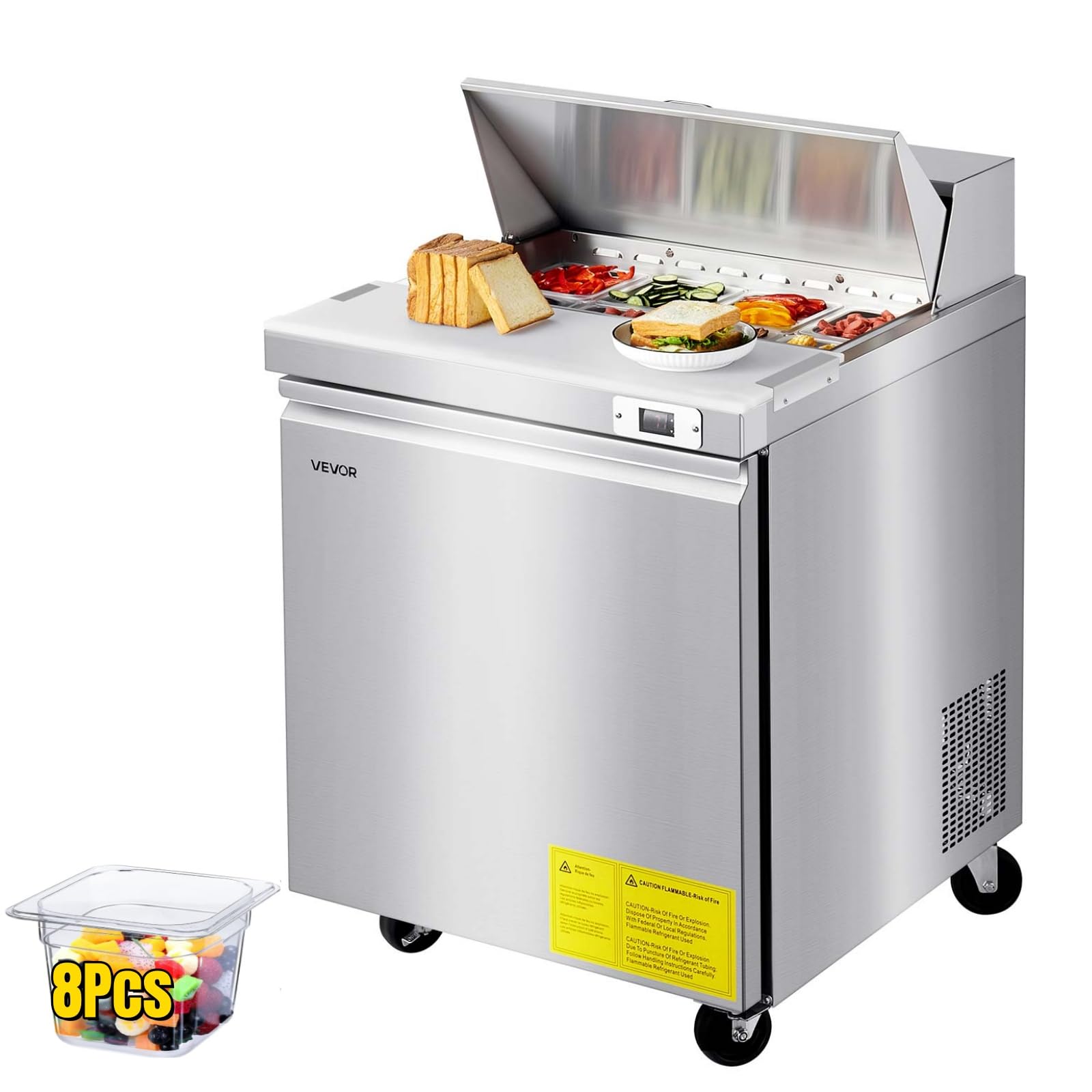 VEVOR Commercial Refrigerator, 28" W Sandwich/Salad Prep Refrigerated ...