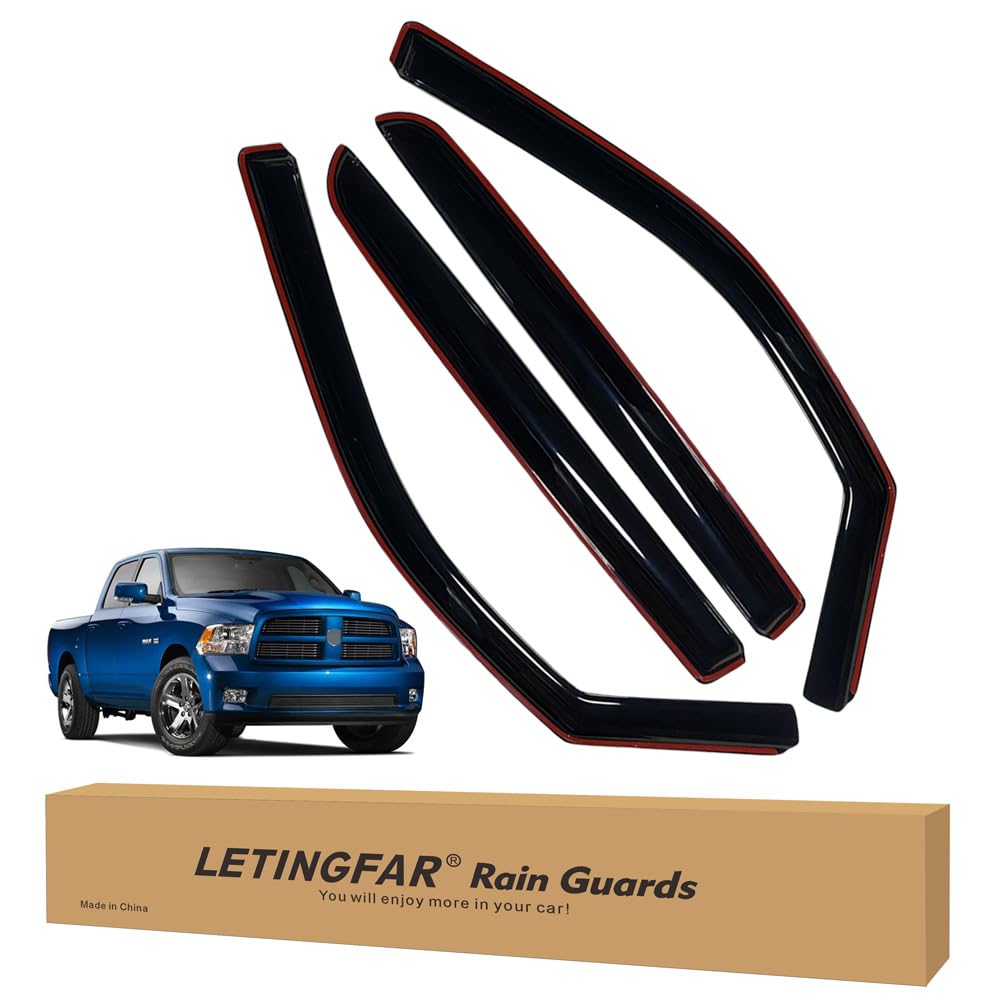 in-Channel Rain Guards for Dodge RAM 1500 2019 2020 2021 Crew Cab, Side ...