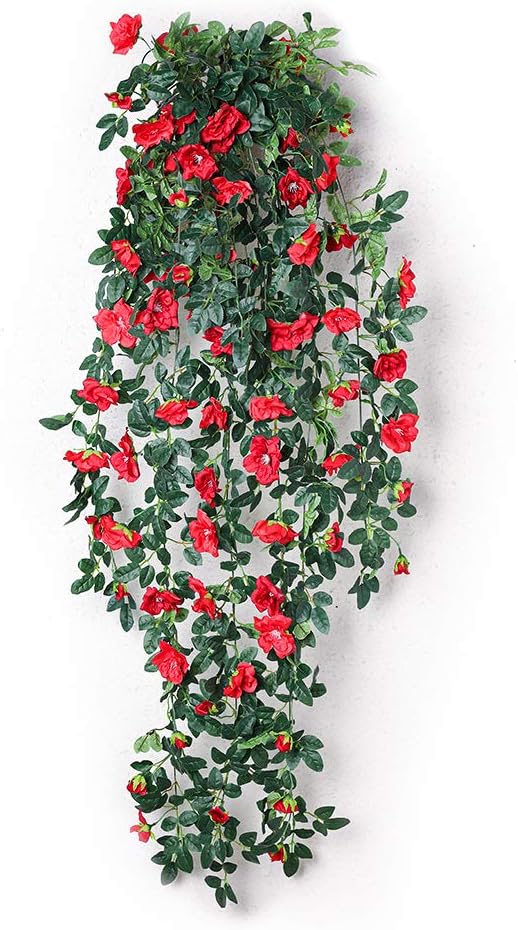 JUSTOYOU 5FT Artificial Simulation Fake Flower Rose Wall Hanging Silk ...