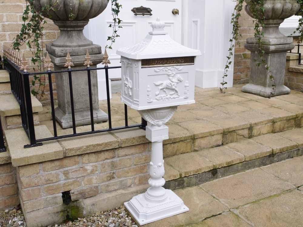 Post Box - Victorian Style Freestanding Aluminium Letter Box in White ...