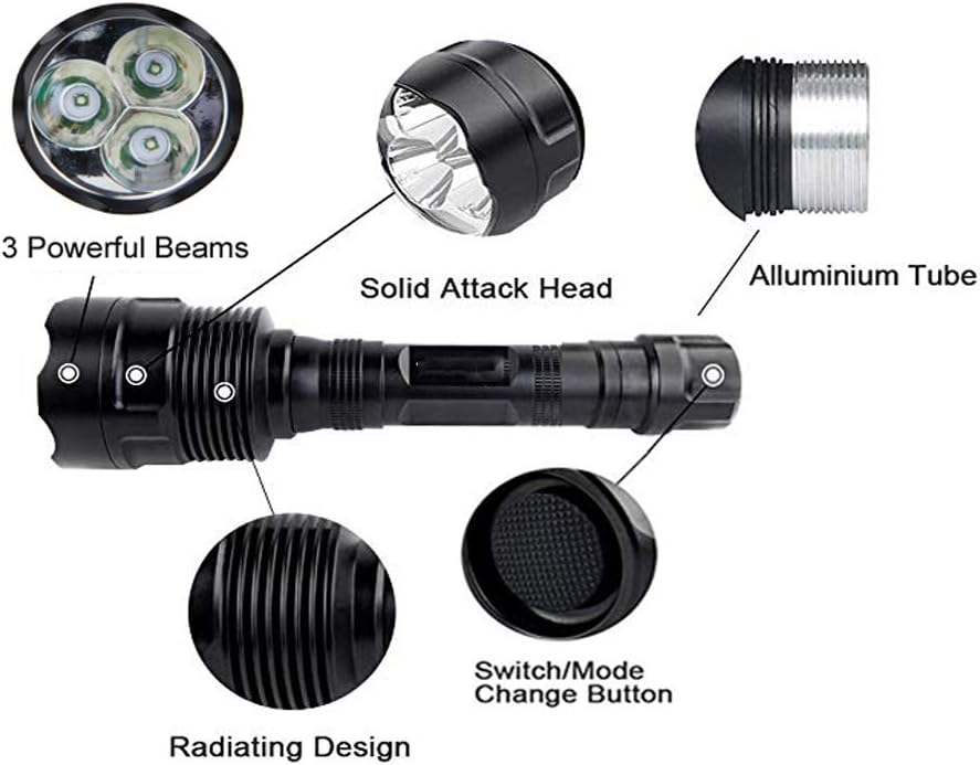 LED Hunting Torch, Hunting Flashlight with Green Light Tactical Coyote ...