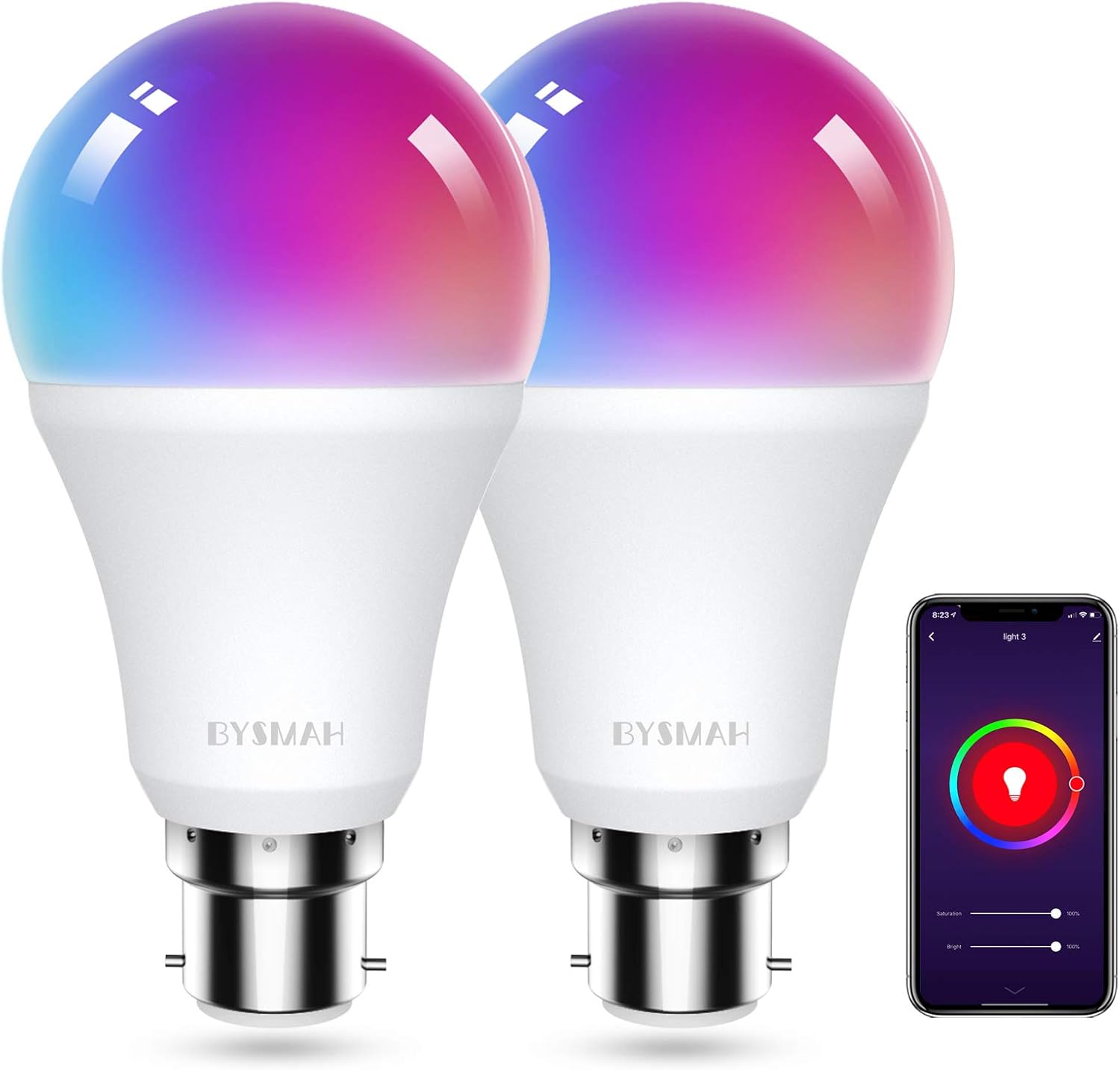 Alexa Smart Light Bulb WiFi Bulbs B22 Bayonet, 9W 850LM, 2 Pack ...