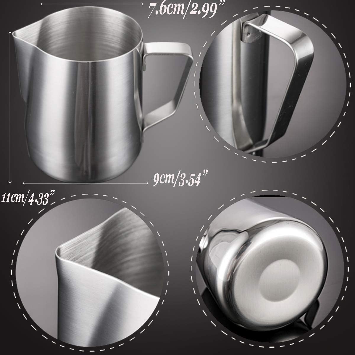 Chougui Stainless Steel Milk Frothing Pitcher 20 oz Coffee Shaker ...