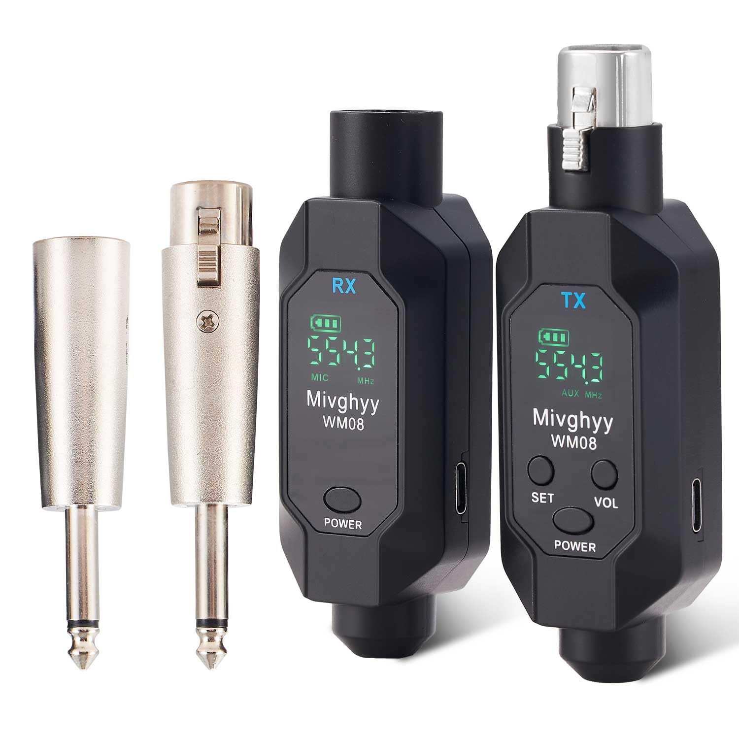 UHF Wireless Microphone Transmitter and Receiver, XLR Mic Adapter ...