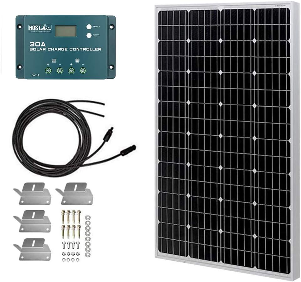 Amazon.com : HQST 100 Watt 12 Volt Monocrystalline Solar Panel Kit with ...
