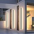 Aipsun Porch Wall Lights 71 inch Long Strip Modern Outdoor Wall Light Fixture 1 Pack, 50W Black ...