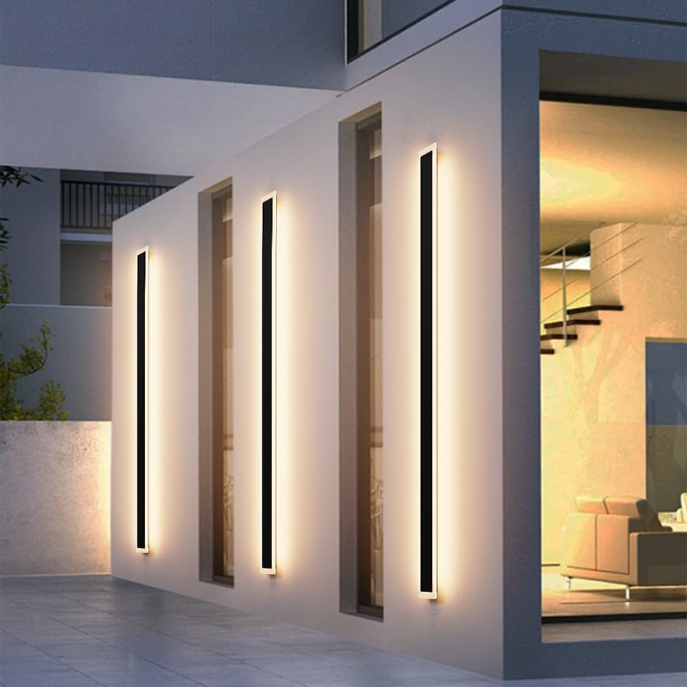 Aipsun Porch Wall Lights 71 inch Long Strip Modern Outdoor Wall Light Fixture 1 Pack, 55W Black ...