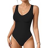 Amazon.com: MANGOPOP Women's Tank Top Bodysuit Scoop Neck Sleeveless Body suit Sexy Backless ...