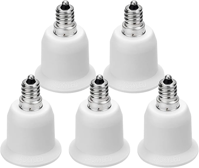 JackyLED E12 a E26 Adaptador E12DZx5 Candelabro de rosca E12 a base media E26 E27 Convertidor de ...