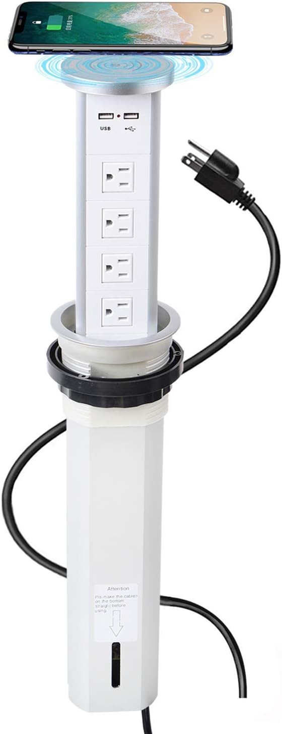 ZESHAN Wireless Charger Automatic Pop Up Outlet Retractable Hidden ...