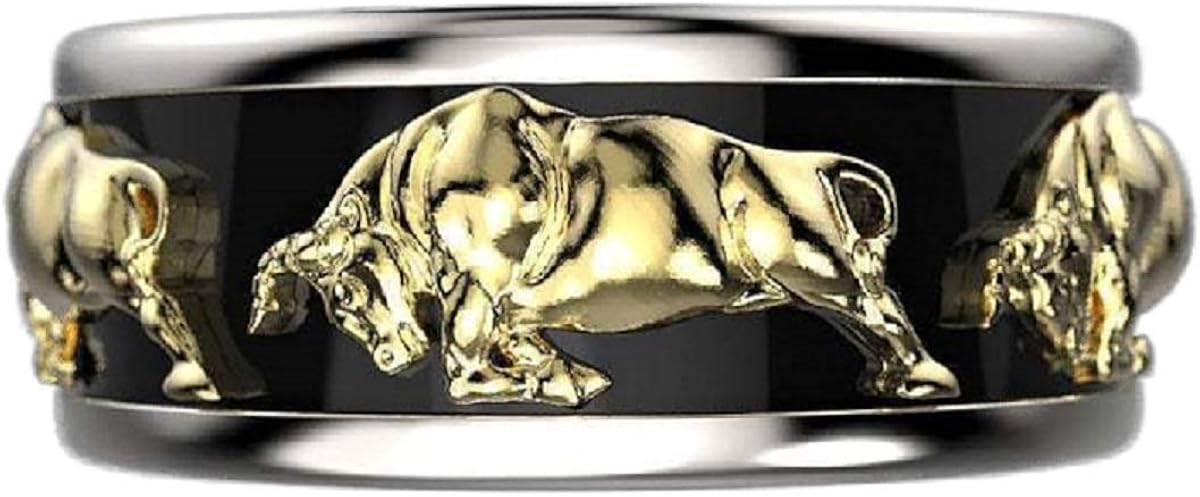 Taurus Bull Ring for Men, Norse Viking Bull Head Ring, Gold Bull Totem ...