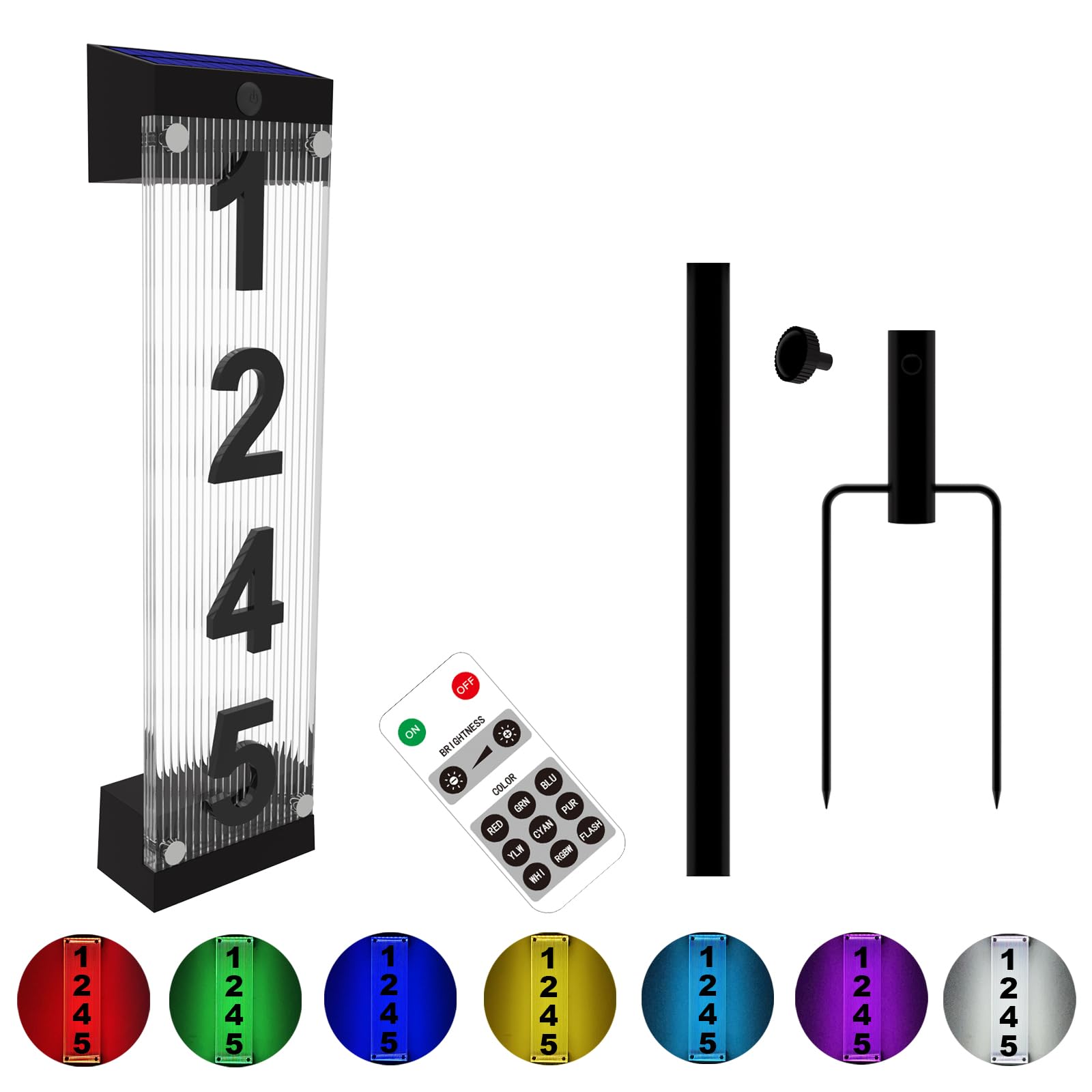 Solar House Number, Solar Address Number with 3D Acrylic Number Iron ...