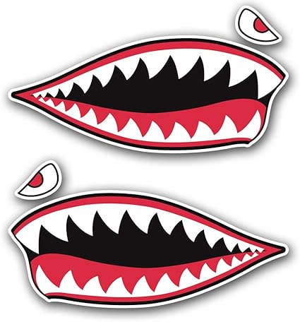 Amazon.com : 2pc Shark Teeth Sticker Vinyl Decal Set Hard Hat ...