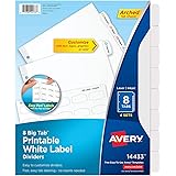 Amazon.com: Avery Big Tab Printable Large White Label Dividers with ...