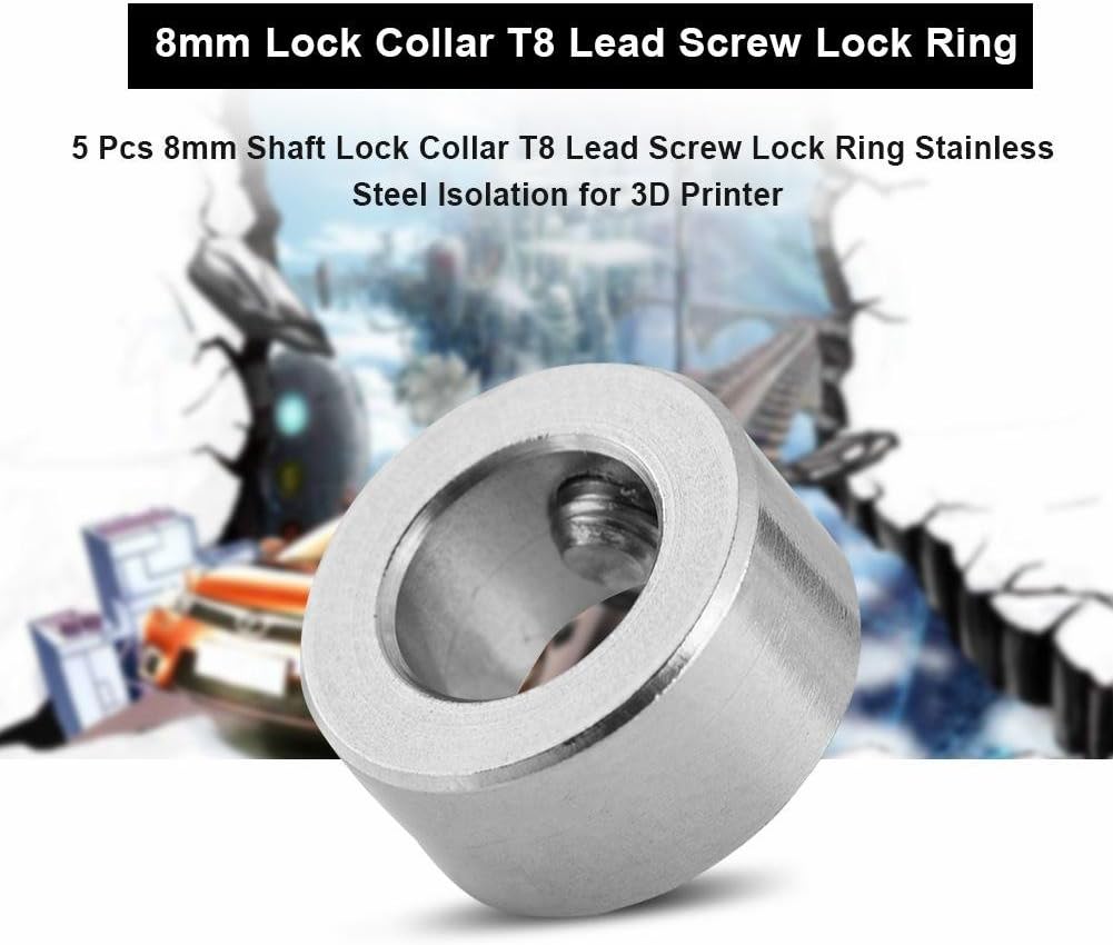 100% 5 Pcs 8mm Shaft Lock Collar T8 Lead Screw Lock Ring Stainless ...