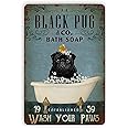 Amazon.com: Black Pug Bathroom Metal Tin Sign,Wash Your Paws,Wall Panel ...
