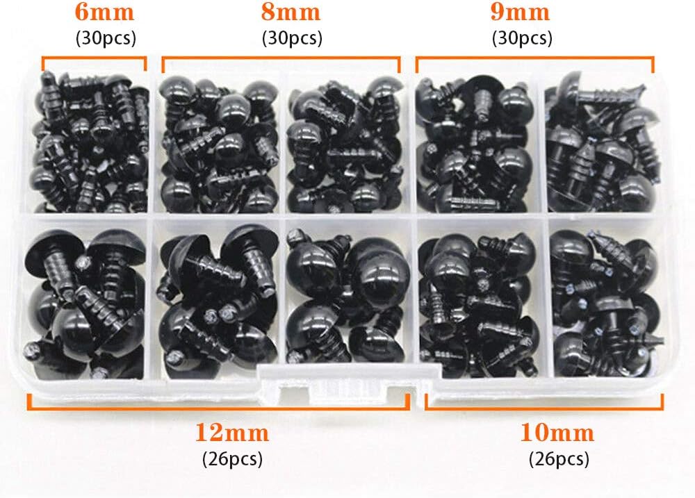 Safety Eyes with Washers, 142pcs Small Plastic Craft Doll Eyes/Teddy ...