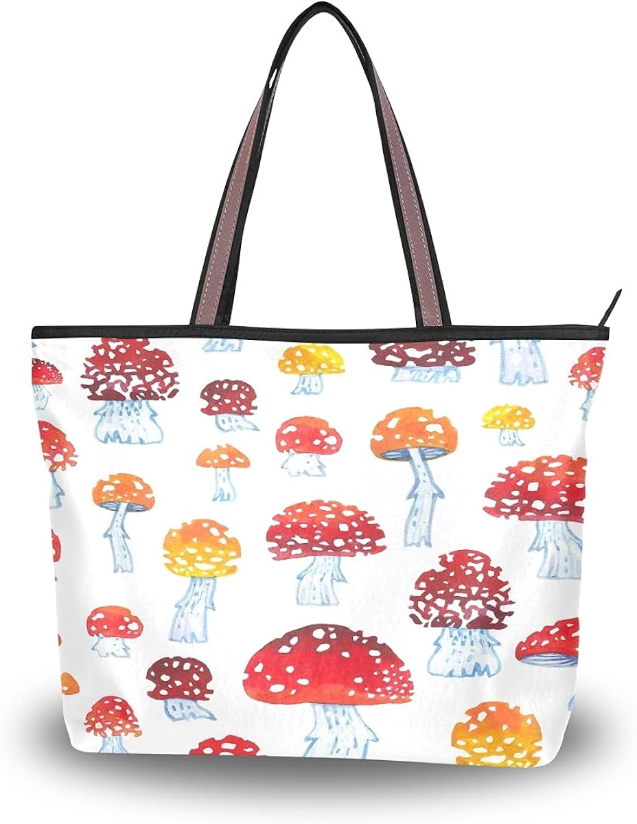 HMZXZ Colorful Mushroom Handbags and Purse for Women Tote Bag Large ...