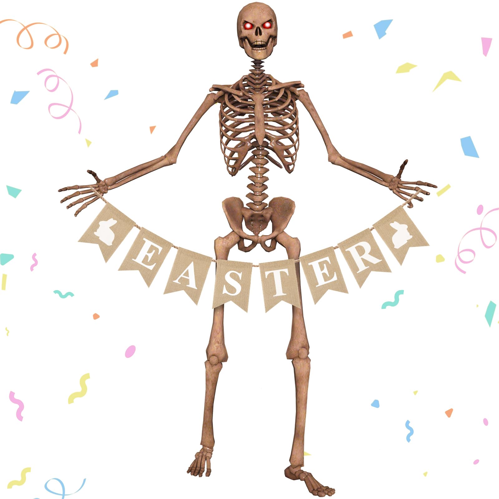 HunnmingRe 12ft Skeleton Accessories Burlap Easter Banner with Bunny ...