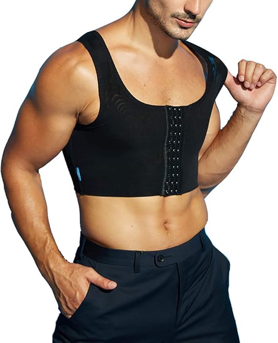 Slimming Compression Shirt Body Shaper to Hide Man Boobs Vest Chest ...