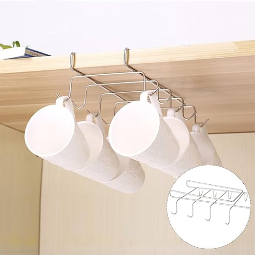 Mug Holder Cup Hanger Under Shelf Cabinet Coffee Kitchen Storage Rack ...