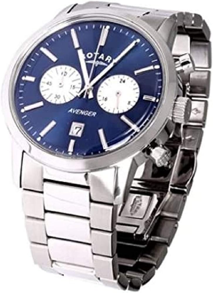 Rotary Men's Quartz Watch with Blue Dial Chronograph Display and Silver ...