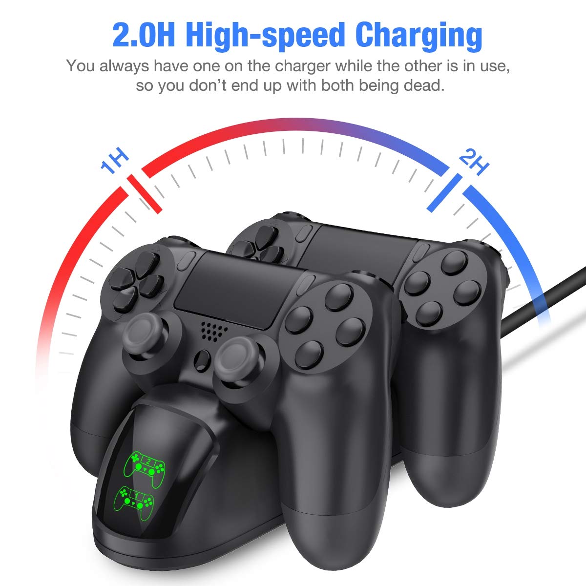 BEBONCOOL PS4 Controller Charger, Controller USB Charging Station Dock ...