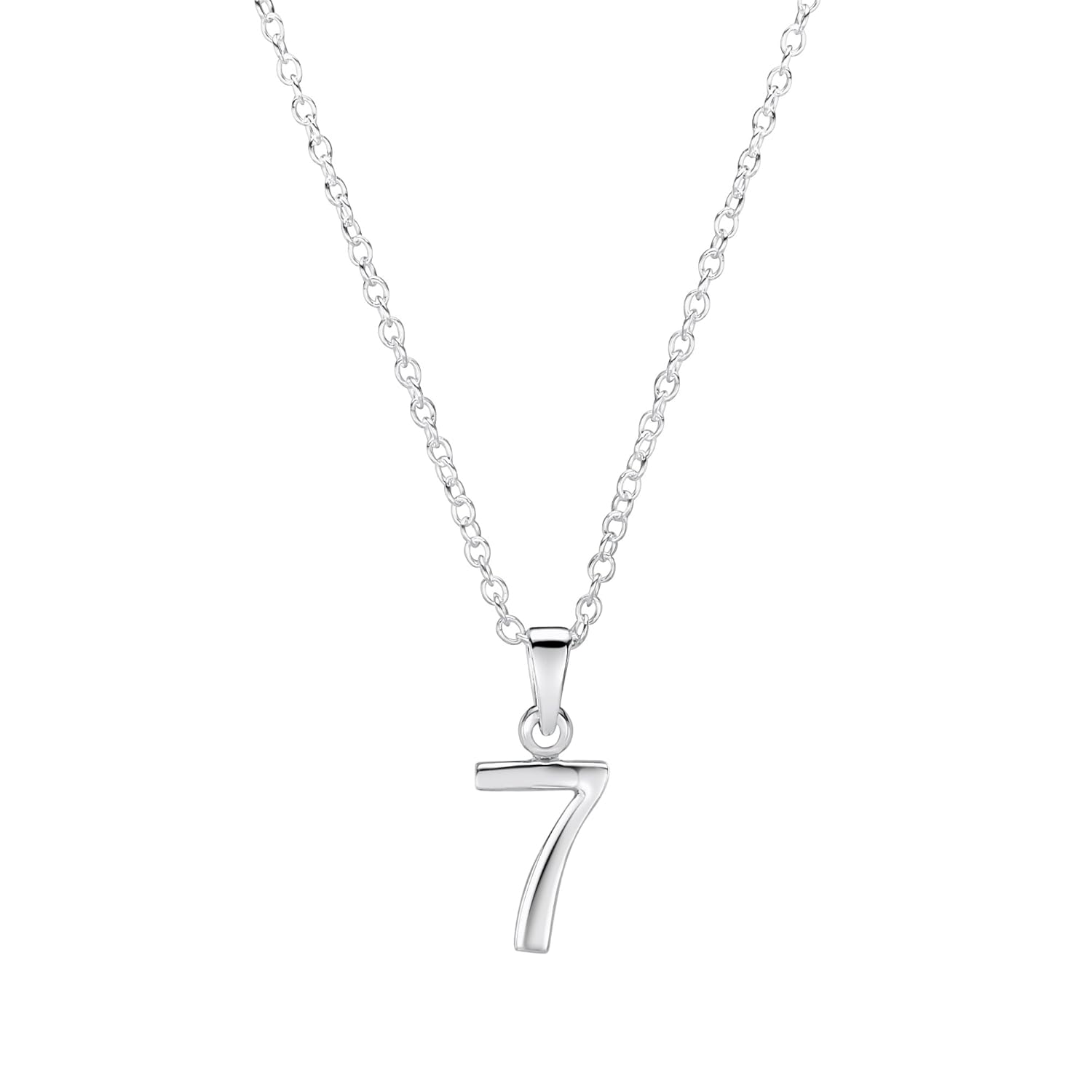Jo for Girls Sterling Silver Number 7 Pendant on Chain of 35.5cm ...