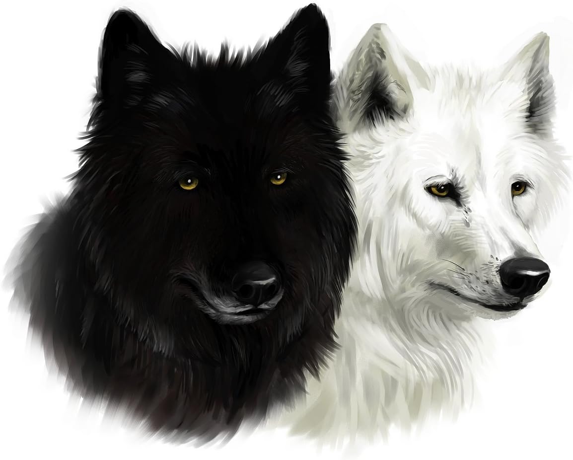 Black and White Wolf Portrait Print in Painting Style (A3 16 x 11 inch ...