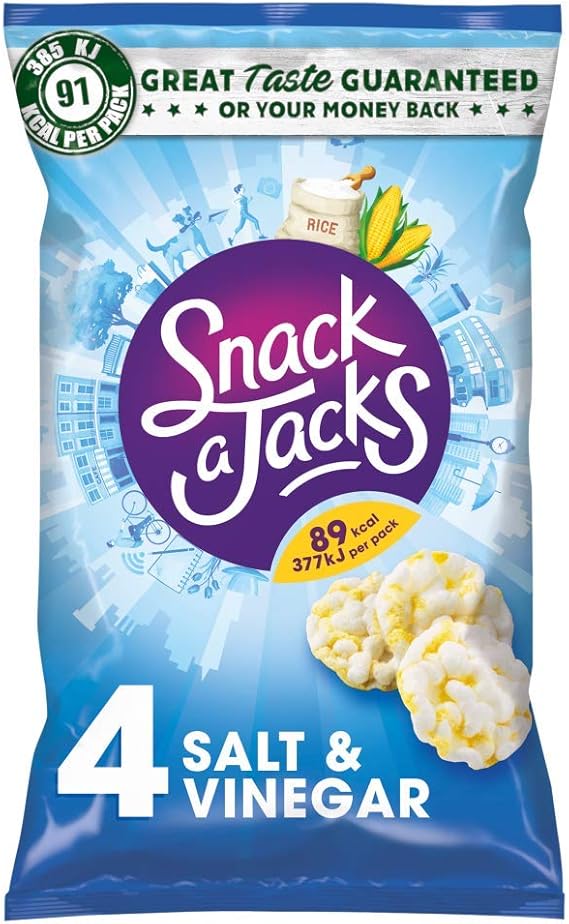 Snack a Jacks Salt and Vinegar Rice Cakes, 8 x Multipacks of 4 (32 ...